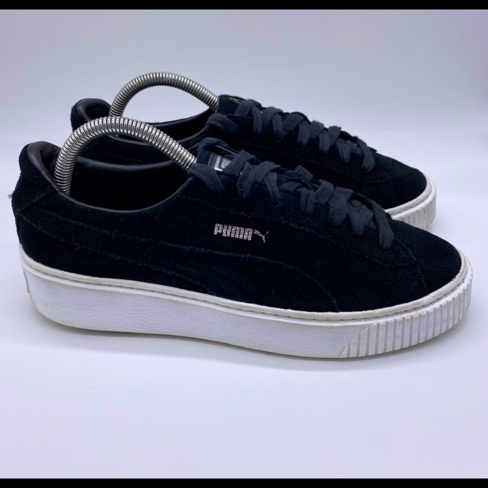 Puma Suede Black & White Platform Sneakers - Gem